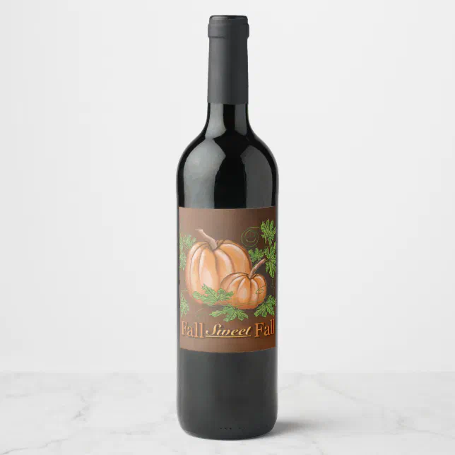 Rustic Fall Sweet Fall Pumpkins Wine Label | Zazzle