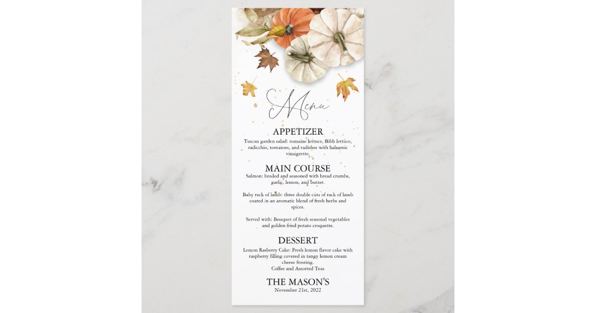 Rustic Fall Themed Menu | Zazzle