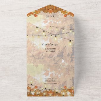Rustic Fall Tree Lights Wedding All In One Invitation | Zazzle