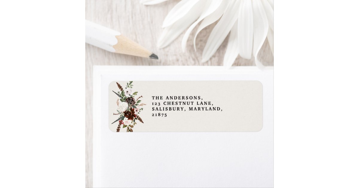 Rustic fall watercolor floral wedding label | Zazzle