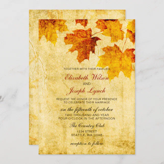 rustic fall wedding Invitation cards | Zazzle