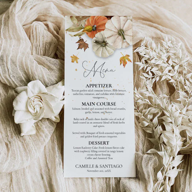 Rustic Fall Wedding Menu | Zazzle