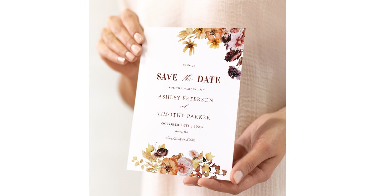 Rustic Fall Wedding Save The Dates Invitation | Zazzle