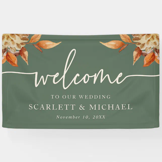 Rustic Fall Welcome Wedding Banner | Zazzle