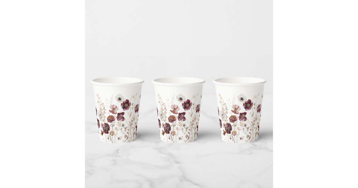 Rustic Fall Wildflowers Paper Cups | Zazzle