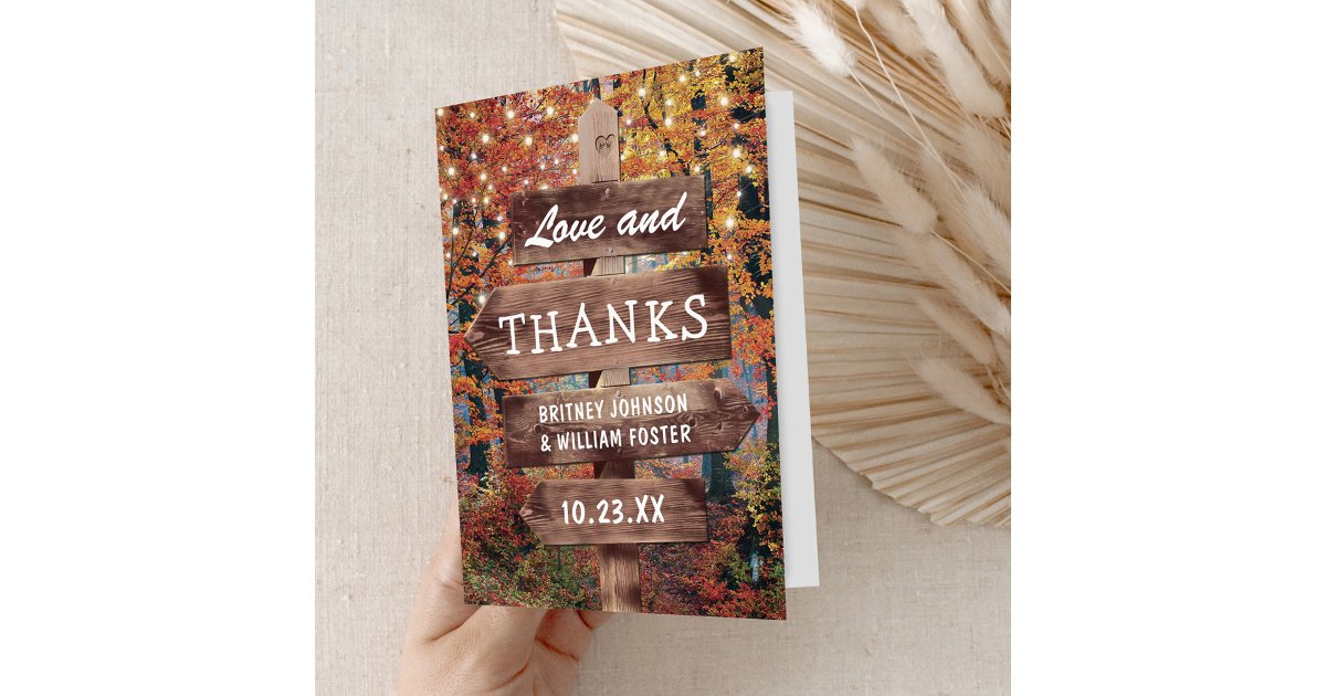 Rustic Fall Woodland Wedding Thank You | Zazzle