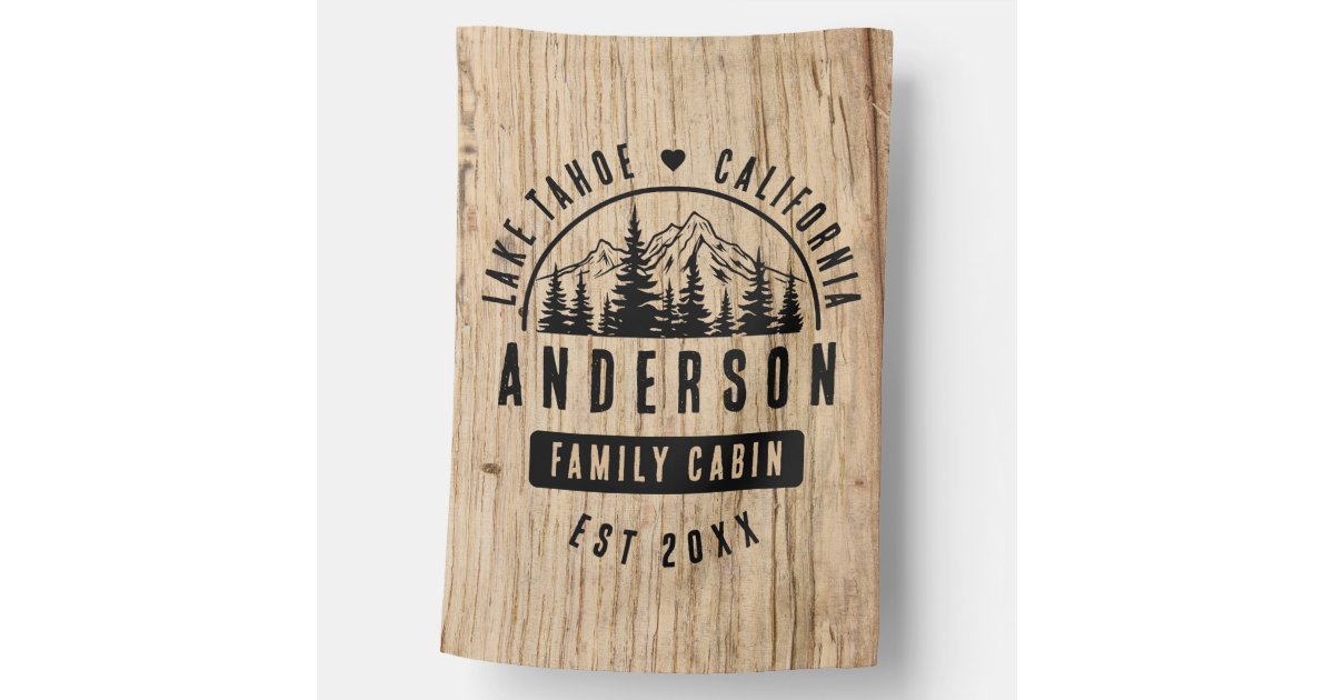 Rustic Family Cabin Mountain Lodge | Wood Effect House Flag | Zazzle