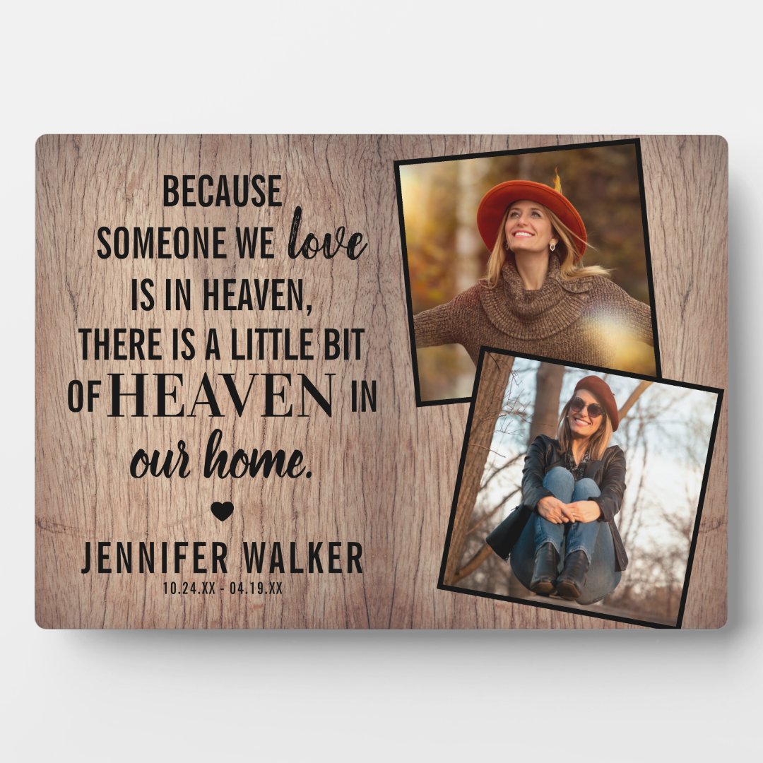 Rustic Family Memorial | 2 Photo Keepsake Plaque | Zazzle