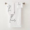 Rustic family monogram and name personalized white bath towel set | Zazzle
