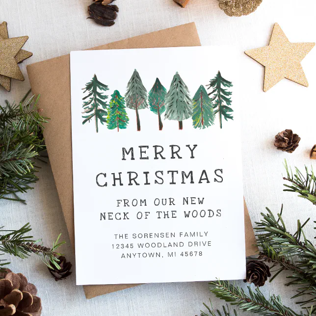 Rustic Family Photo Merry Christmas Moving Announcement | Zazzle