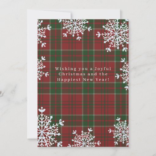Rustic family photo Merry Christmas together plaid Holiday Card | Zazzle