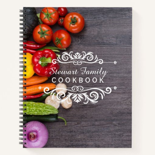 Rustic Family Recipes Cookbook Personalized Notebook | Zazzle