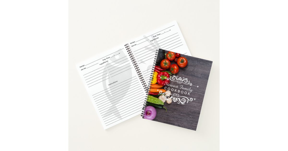 Rustic Family Recipes Cookbook Personalized Notebook | Zazzle