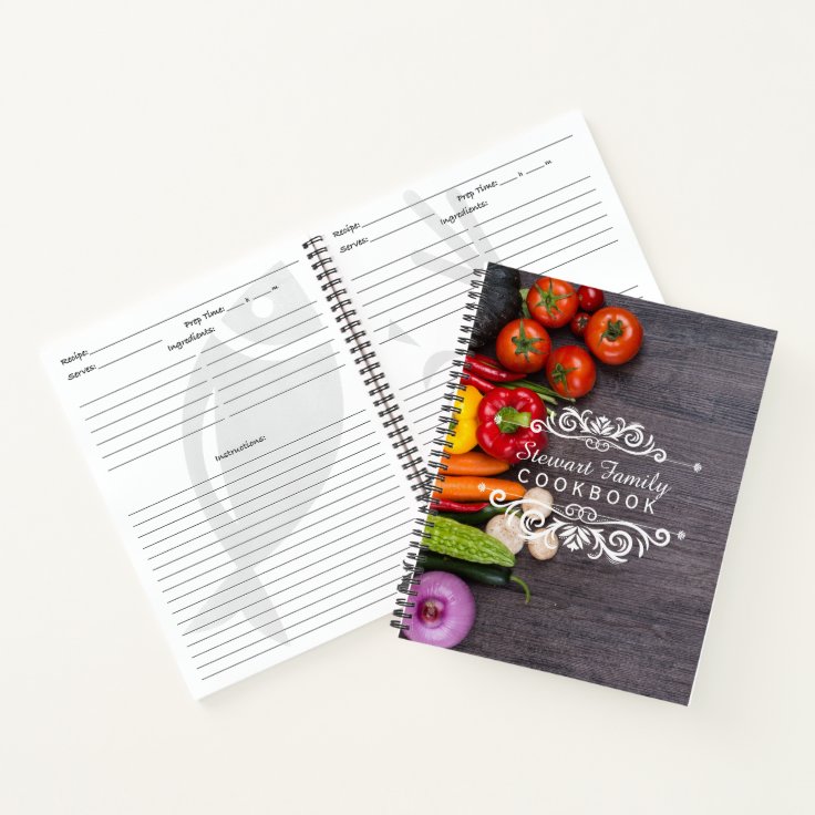 Rustic Family Recipes Cookbook Personalized Notebook | Zazzle