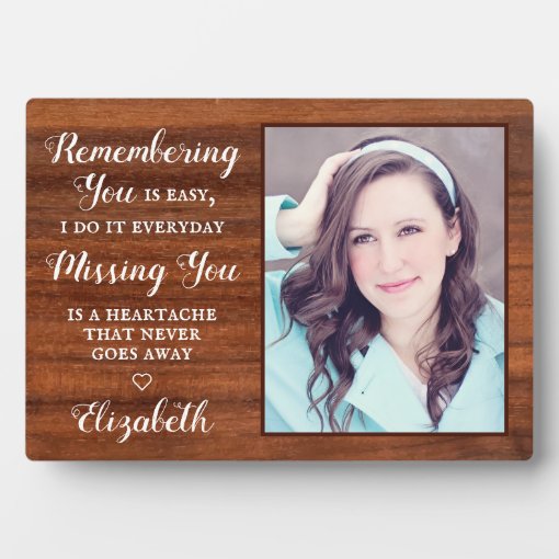 Rustic Family Remembrance Memorials Keepsake Photo Plaque | Zazzle