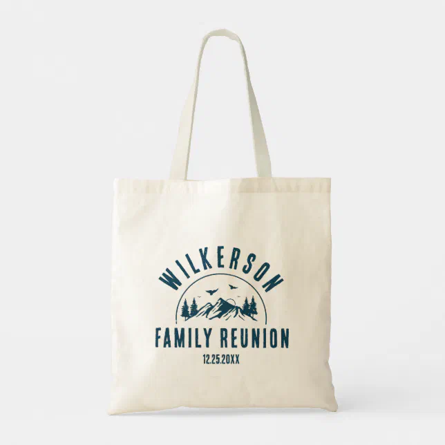 Rustic Family Reunion Cabin Retro Cool Navy Tote Bag | Zazzle