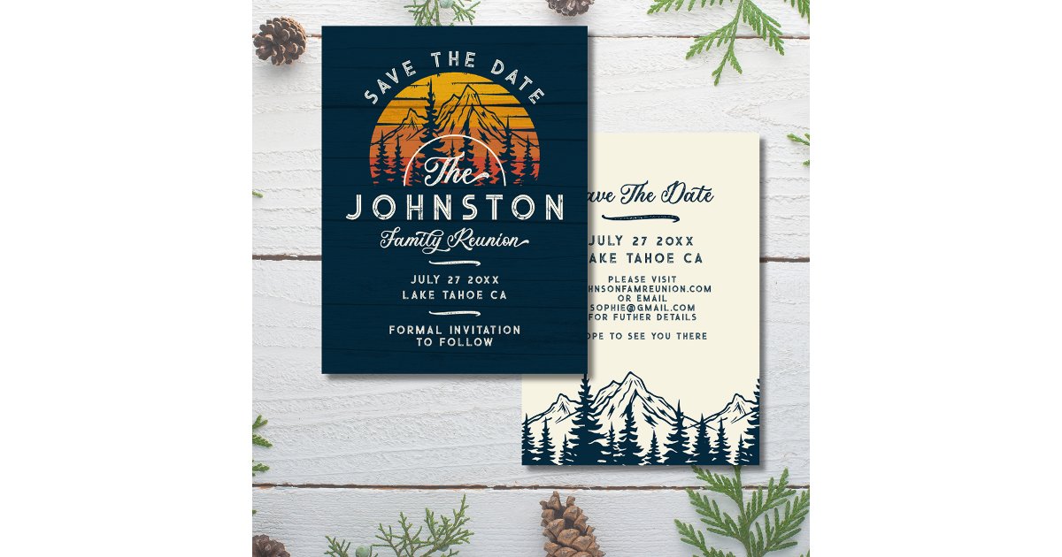 Rustic Family Reunion Save the Date Retro Sunset | Zazzle