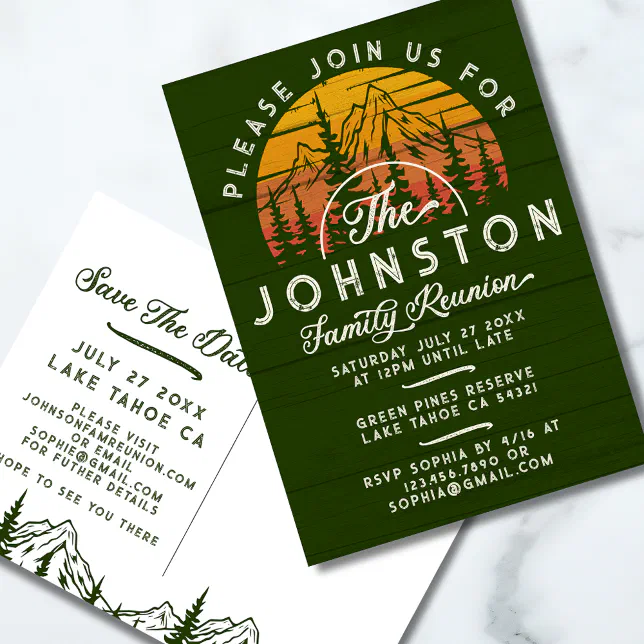 Rustic Family Reunion Save the Date Retro Sunset Postcard | Zazzle