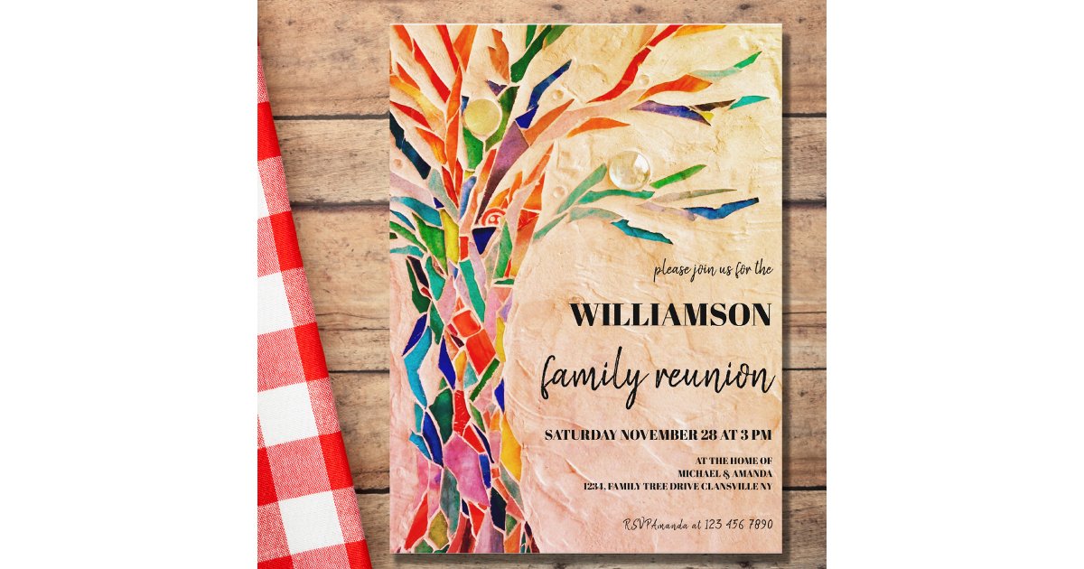Rustic Family Tree Family Reunion Invitation Postcard | Zazzle