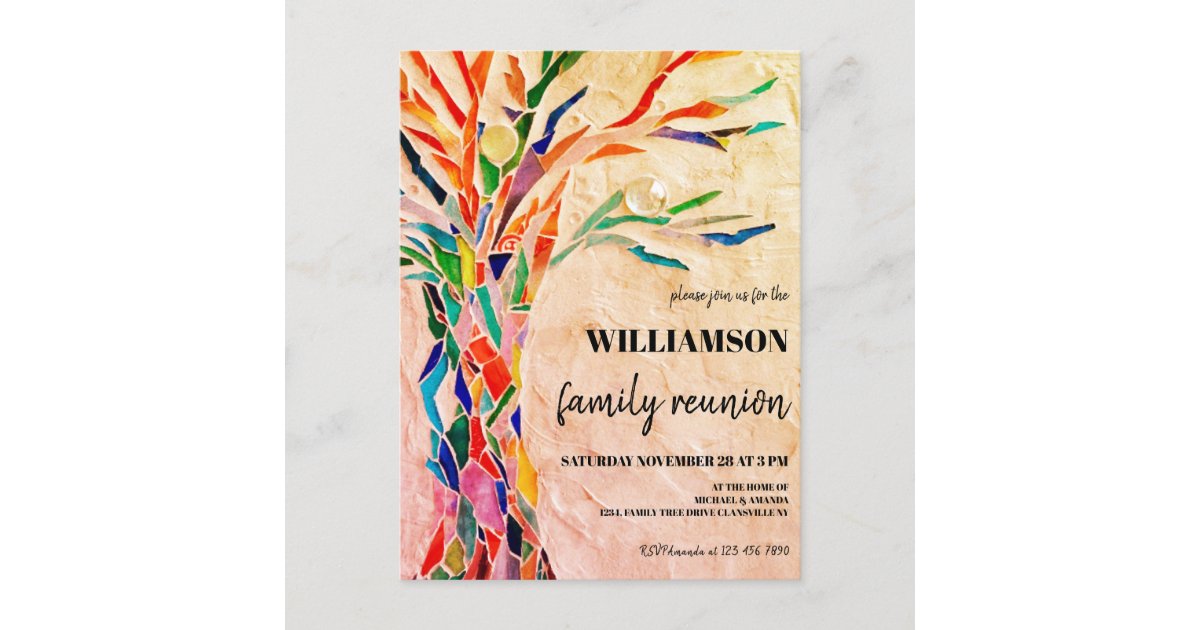 Rustic Family Tree Family Reunion Invitation Postcard | Zazzle