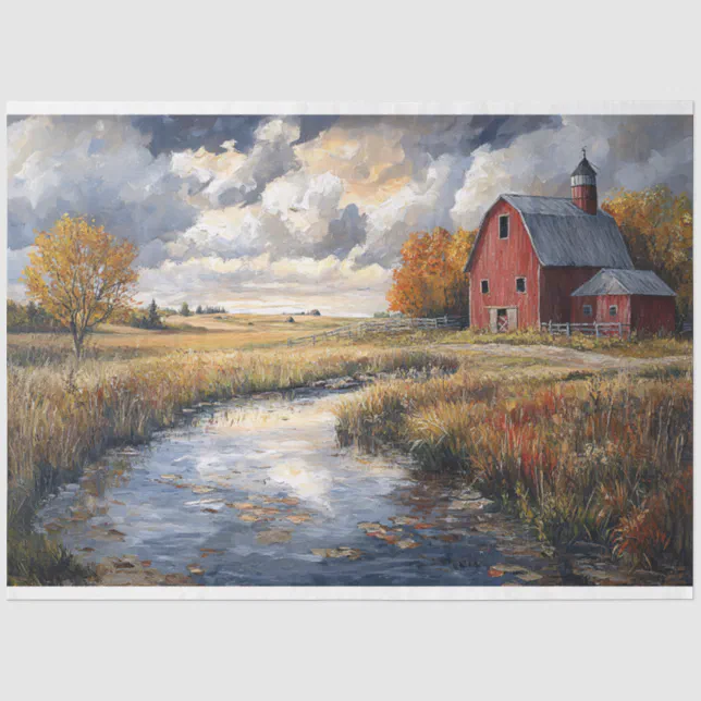Rustic Farm and Stream Landscape Decoupage Tissue Paper | Zazzle