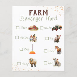 Rustic Farm Animal Scavenger Hunt Game | Zazzle
