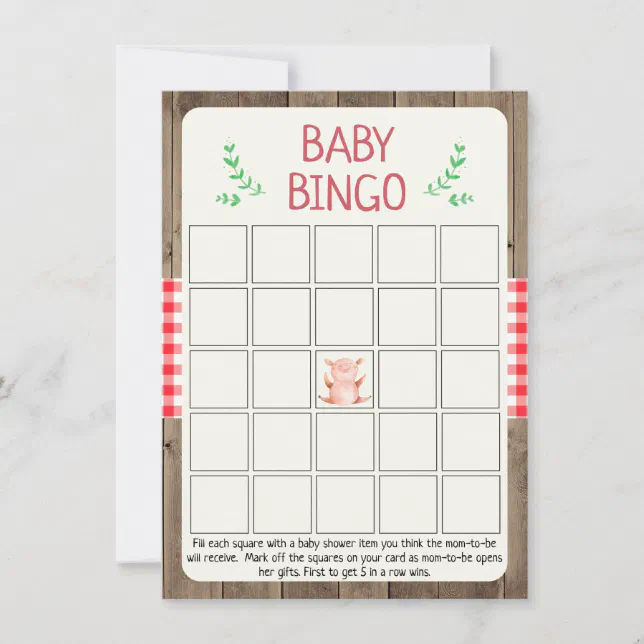Rustic Farm Baby Shower Bing Game Invitation | Zazzle