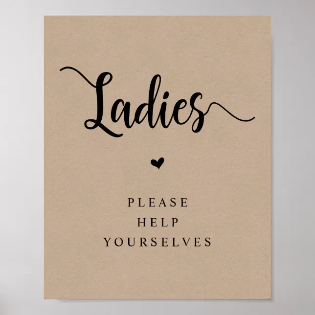 Rustic Farm Brown Kraft, Ladies Washroom Poster | Zazzle