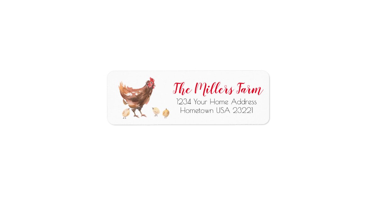 Rustic Farm Chicken Return Address Label | Zazzle