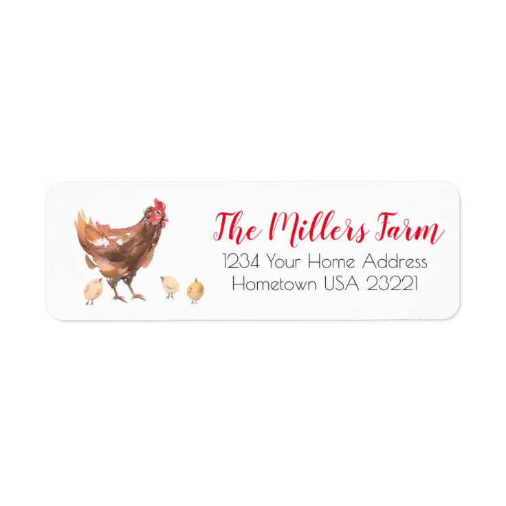 Rustic Farm Chicken Return Address Label | Zazzle