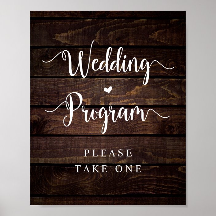 Rustic Farm Country Wood, Black, Wedding Program Poster | Zazzle.com