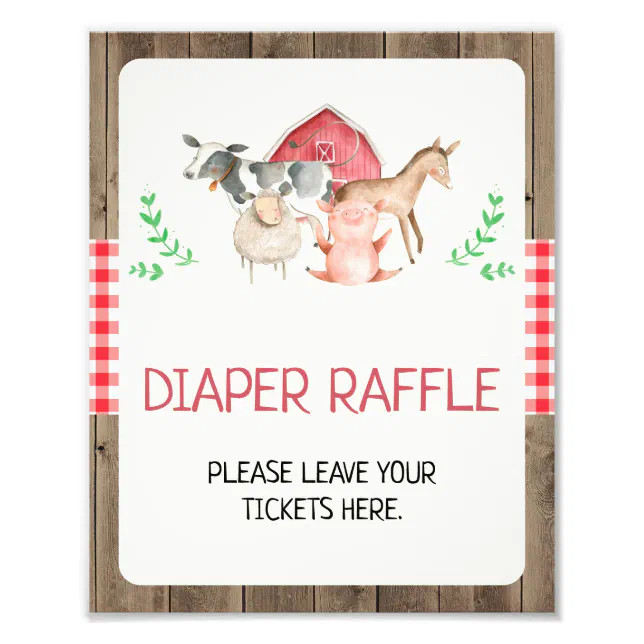 Rustic Farm Diaper Raffle Baby Shower Sign | Zazzle