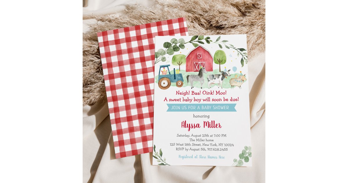 Rustic Farm Greenery Baby Shower Invitation | Zazzle