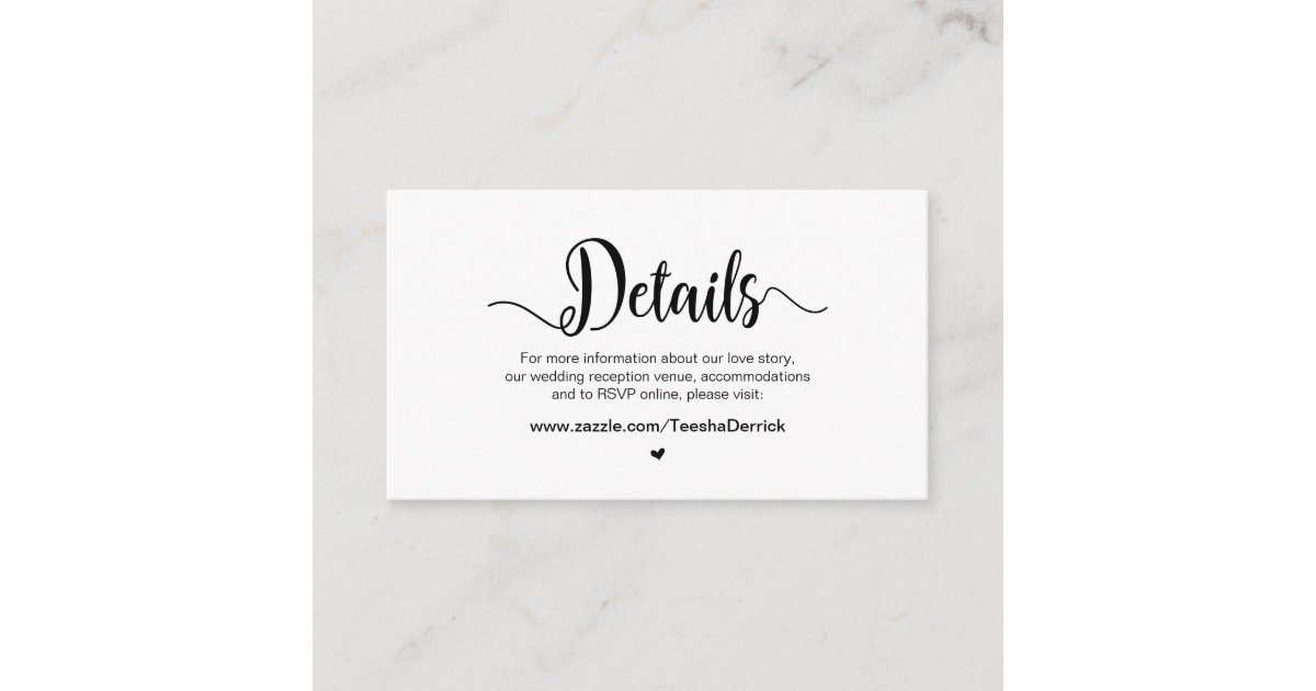 Rustic Farm Script, Wedding Details Enclosure Card | Zazzle