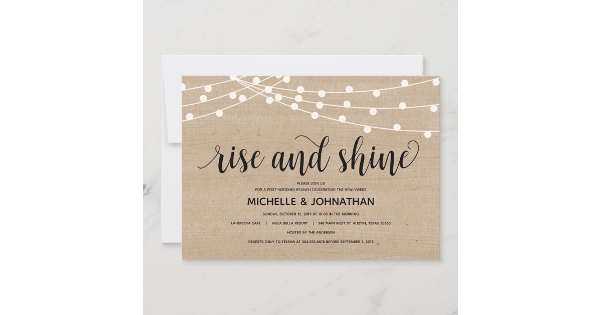 Rustic farm string lights post-wedding invitation | Zazzle