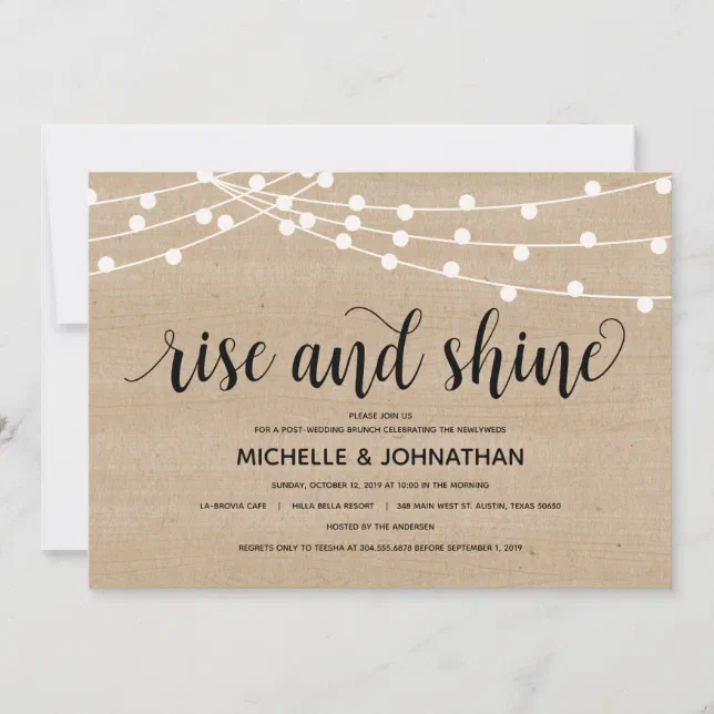 Rustic farm string lights post-wedding invitation | Zazzle