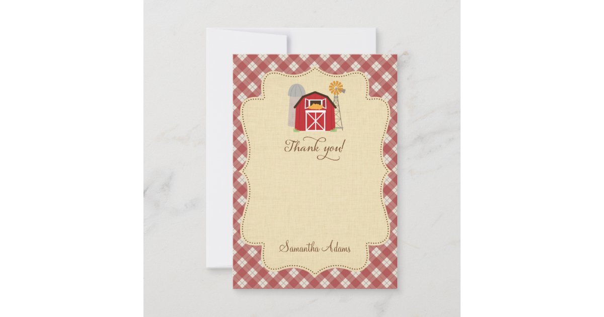 Rustic Farm Thank You Card | Zazzle
