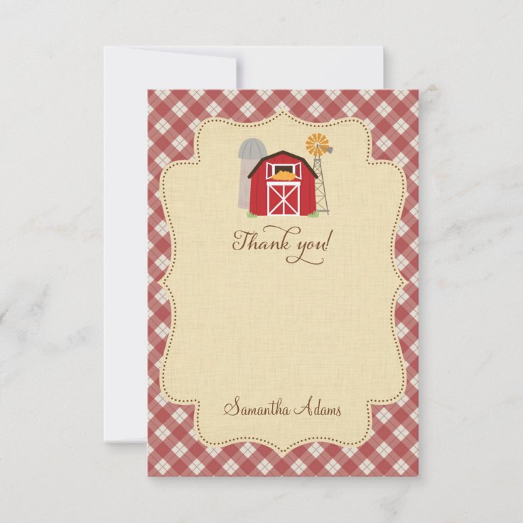 Rustic Farm Thank You Card | Zazzle