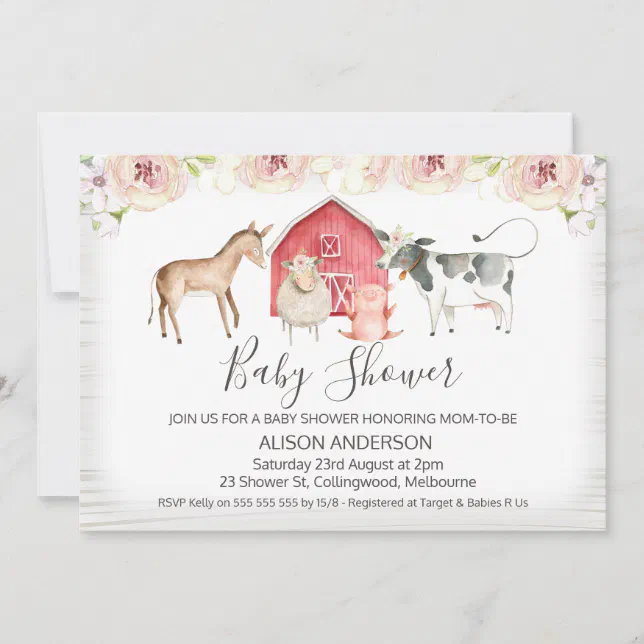 Rustic Farm Themed Baby Shower Invitation | Zazzle