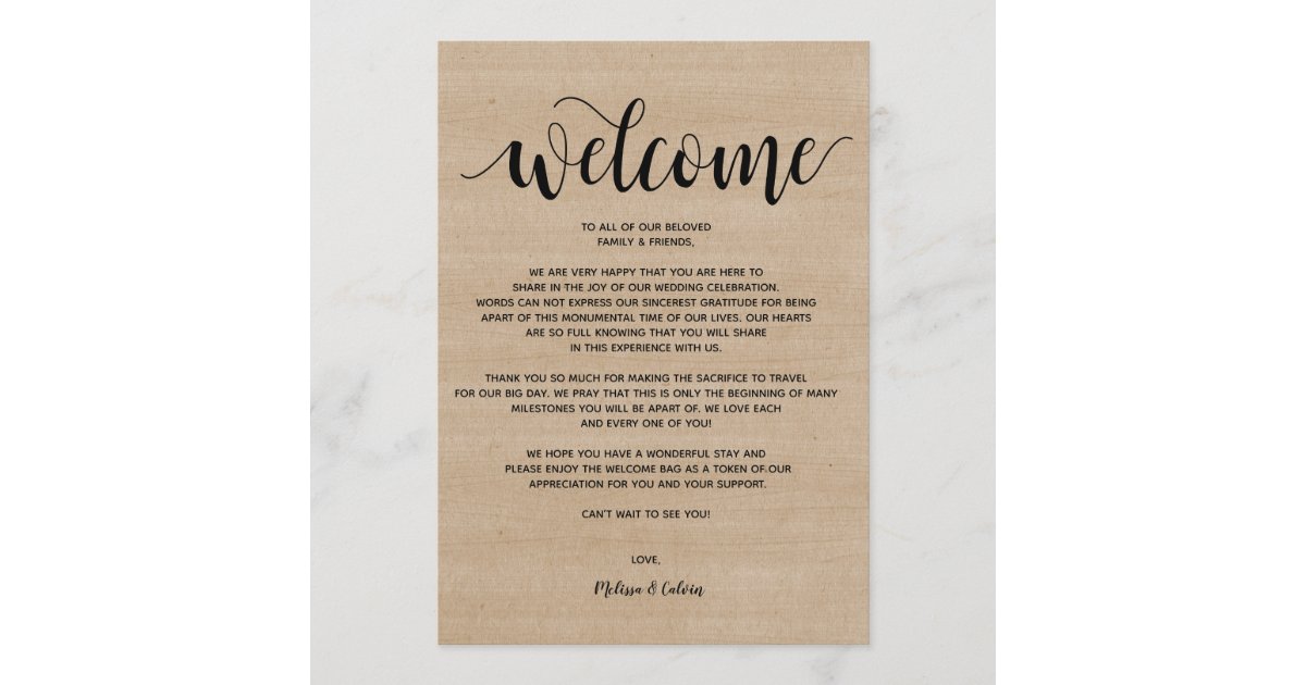 Rustic Farm Wedding Welcome and Itinerary Card | Zazzle