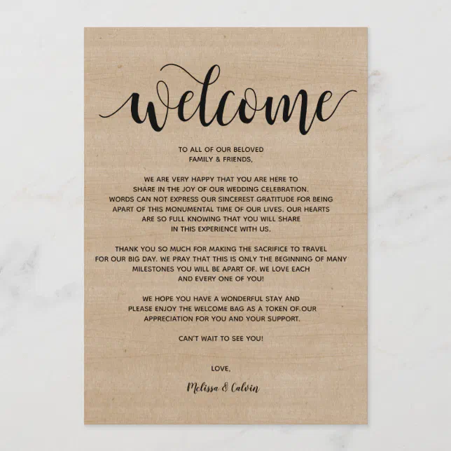 Rustic Farm Wedding Welcome and Itinerary Card | Zazzle