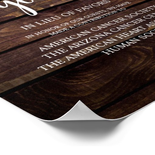 Rustic Farm Wood, Wedding Donation, Contribution Poster | Zazzle