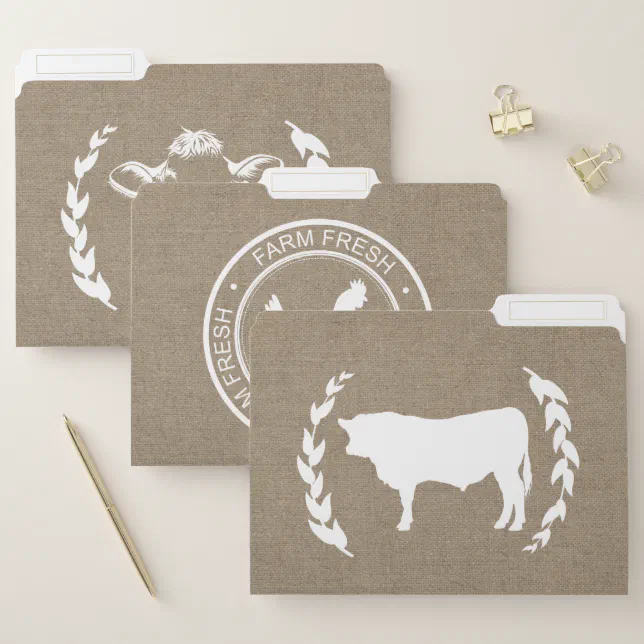 Rustic Farmhouse Animals & Faux Burlap File Folder | Zazzle