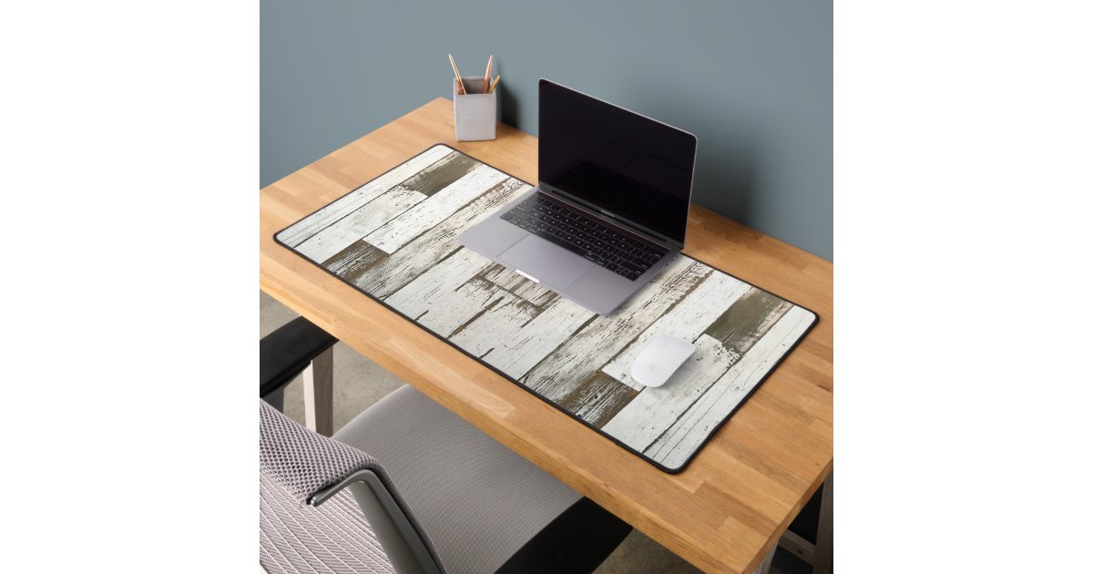 rustic farmhouse barn beige grey white wood grain desk mat | Zazzle