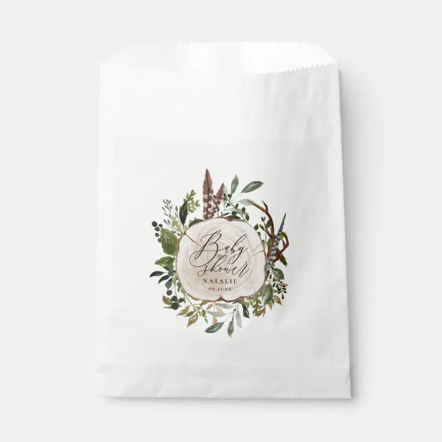 Rustic farmhouse barn botanical baby shower favor bag | Zazzle