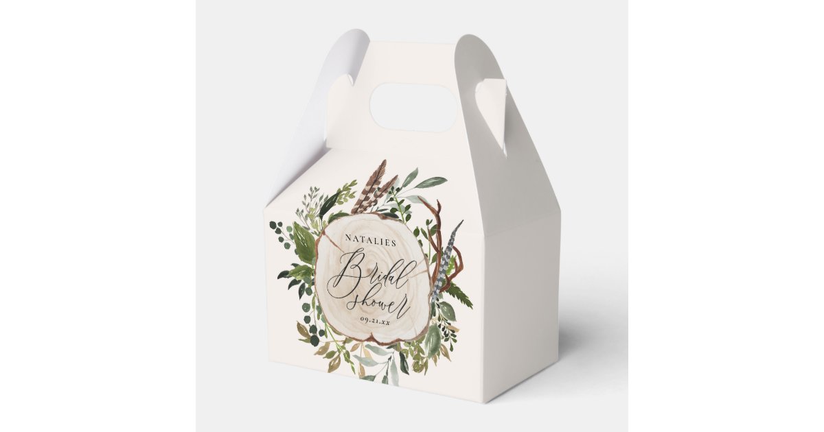 Rustic farmhouse barn botanical bridal shower favor boxes | Zazzle
