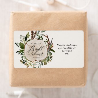 Rustic farmhouse barn botanical bridal shower label | Zazzle