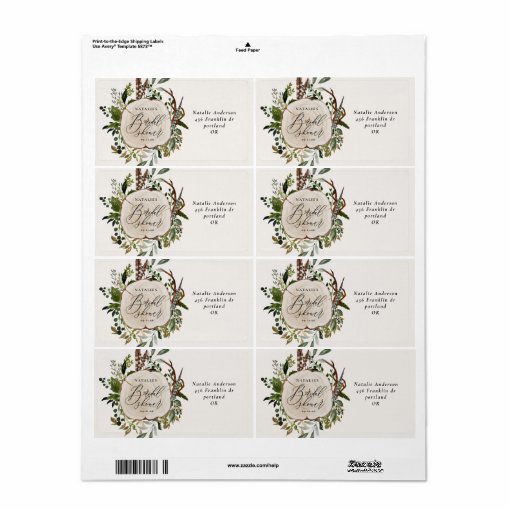 Rustic farmhouse barn botanical bridal shower label | Zazzle