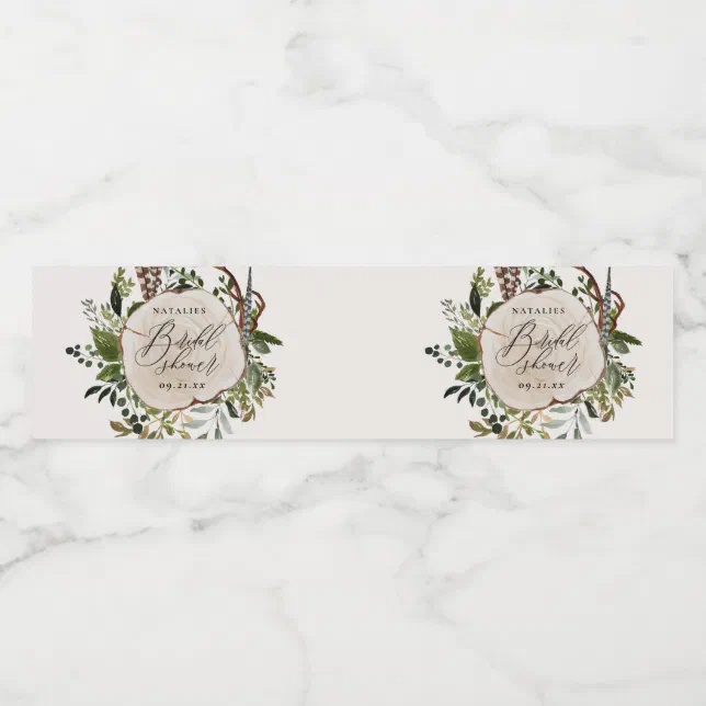 Rustic farmhouse barn botanical bridal shower water bottle label | Zazzle