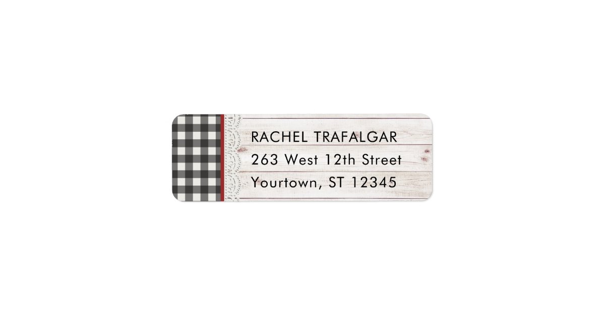 Rustic Farmhouse | Black and White Buffalo Check Label | Zazzle